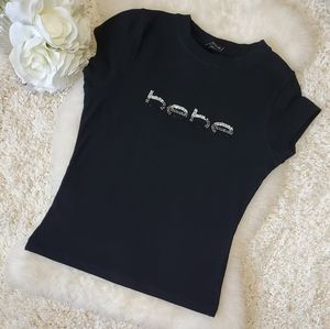 bebe | Tops | Bebe Black Tshirt Logo Sparkle M Or L | Poshmark